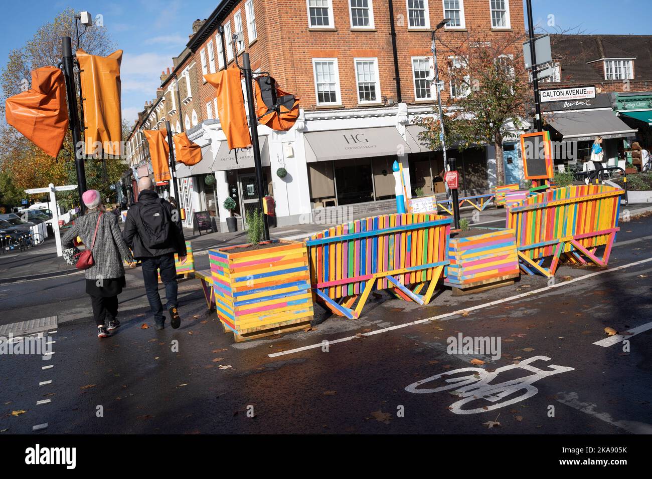 Planter and bench barriers that form an LTN (Low Traffic Neighbourhood ...