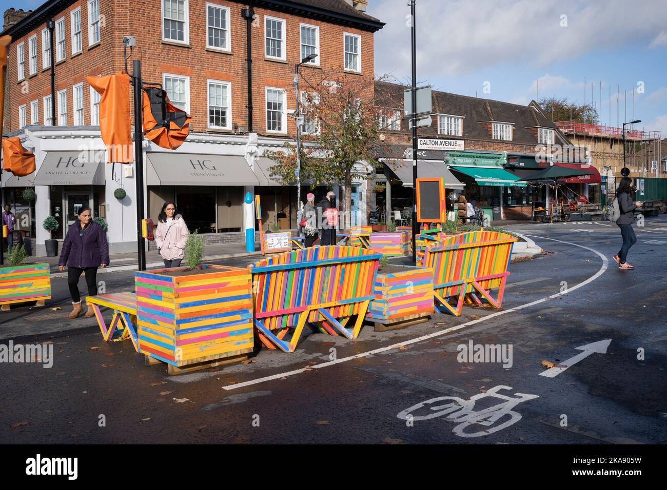 Planter and bench barriers that form an LTN (Low Traffic Neighbourhood ...