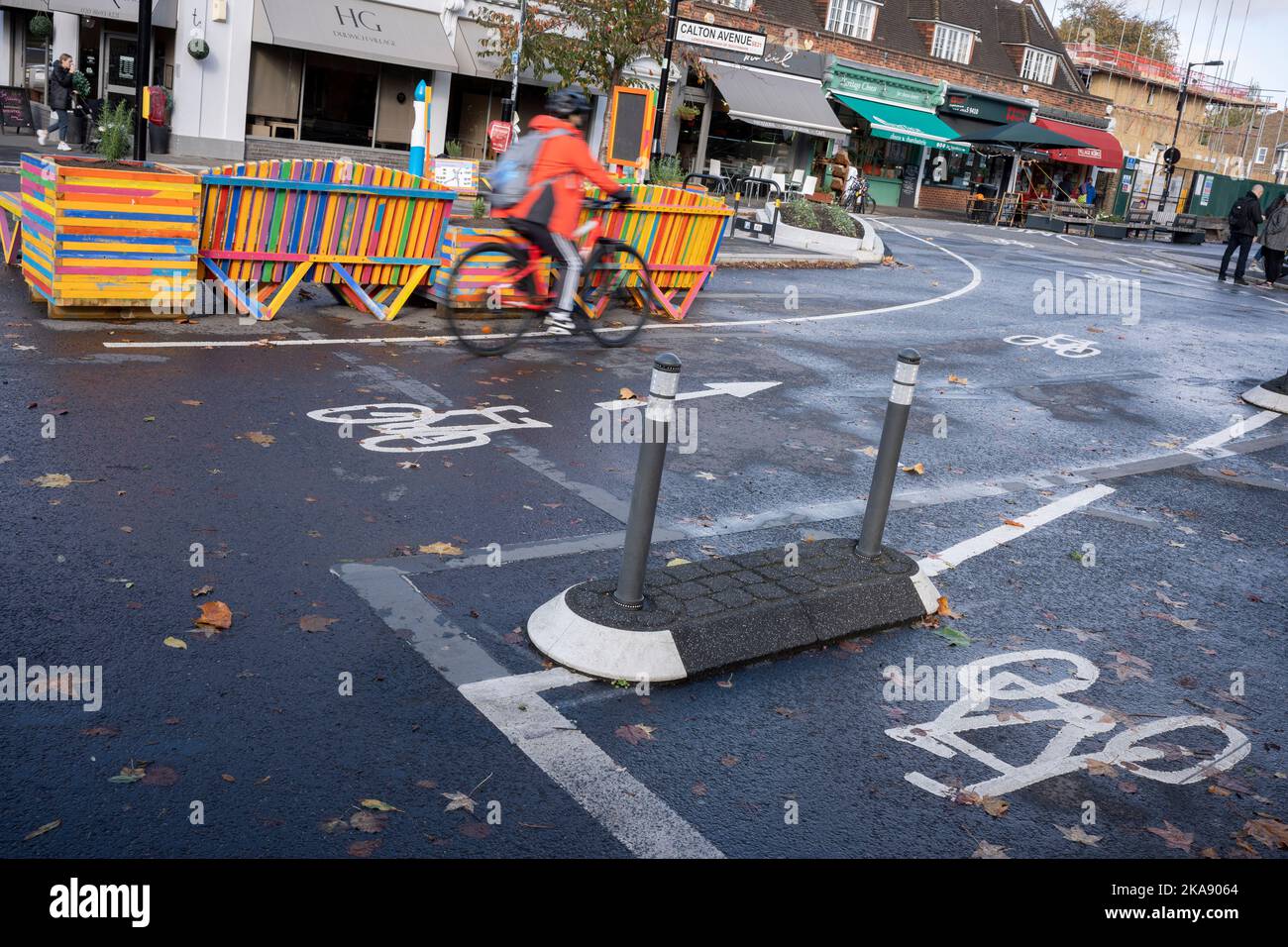 Planter and bench barriers that form an LTN (Low Traffic Neighbourhood ...