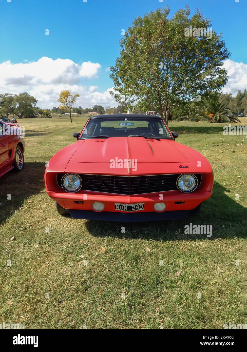 Old red sport Chevrolet Camaro LS7 coupe First Generation 1969 by GM in ...