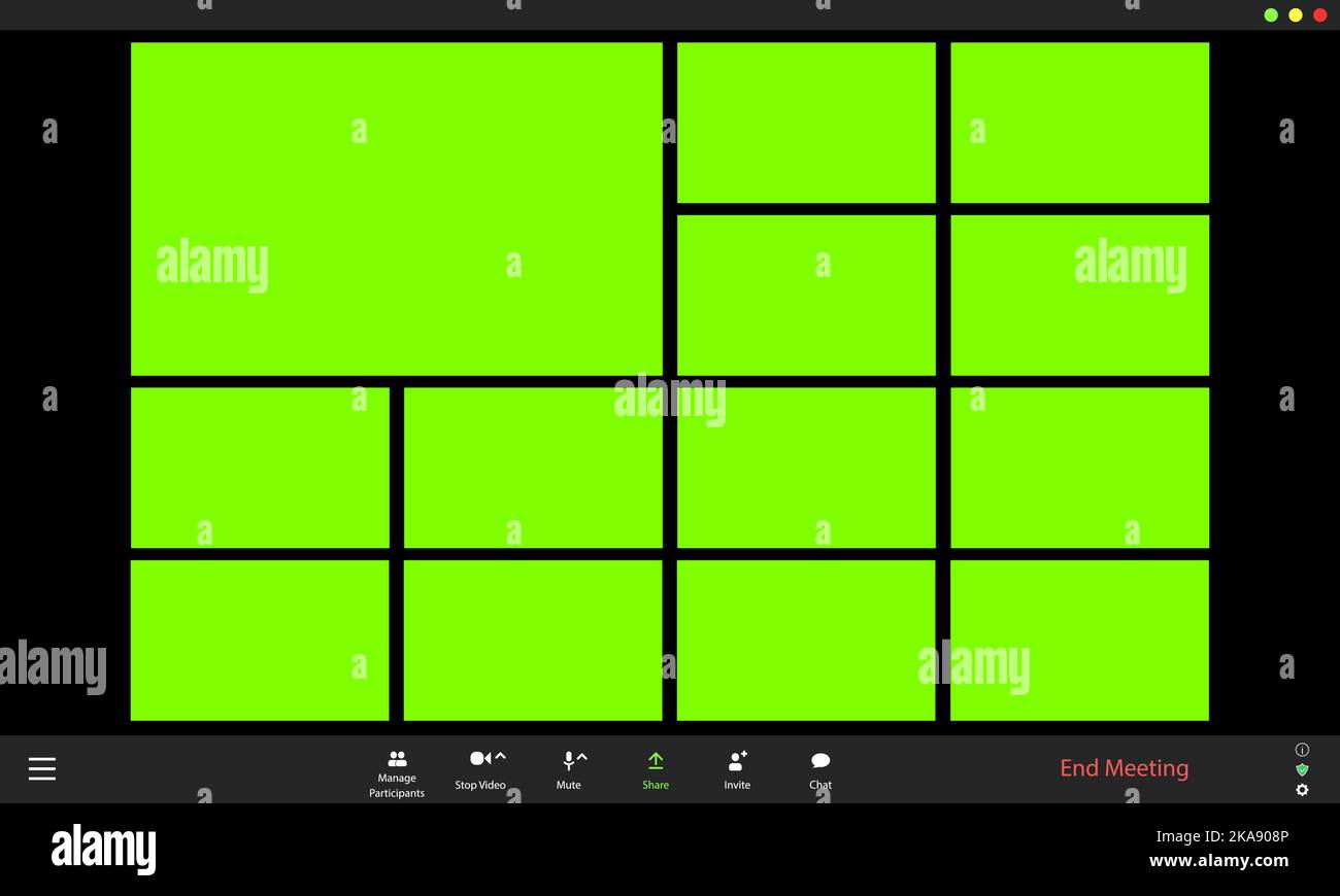 Start online conference concept. Video call app mockup for 13 users ...