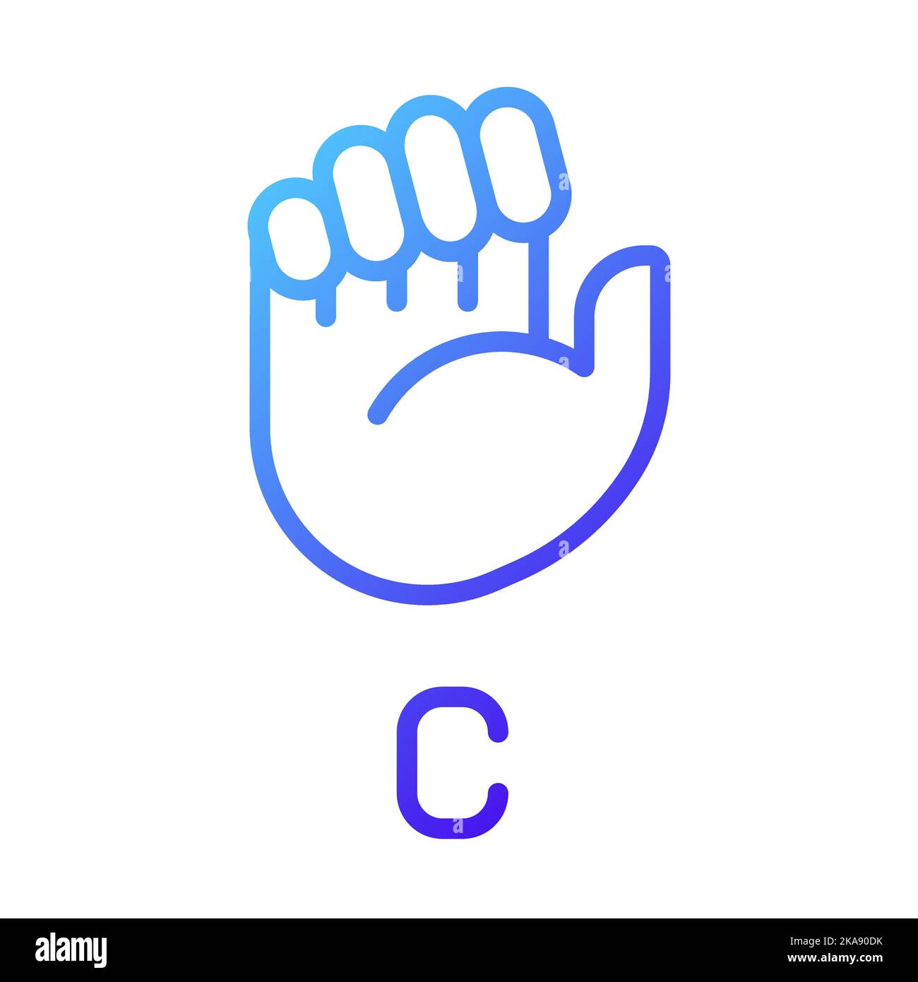 Sign for letter C in ASL pixel perfect gradient linear vector icon ...