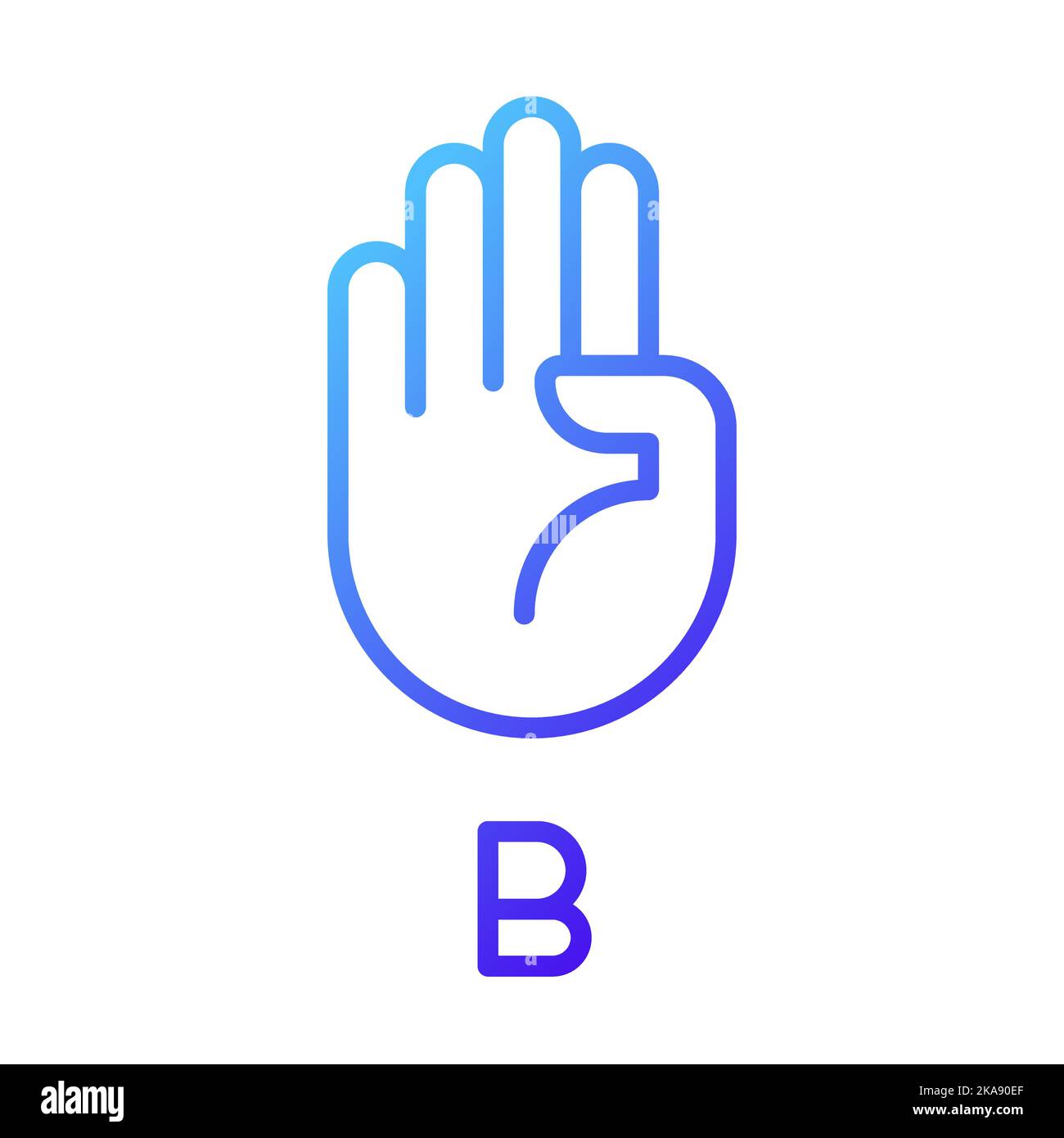 Letter B in American sign language pixel perfect gradient linear vector ... Letter B in American sign language pixel perfect gradient linear vector ...