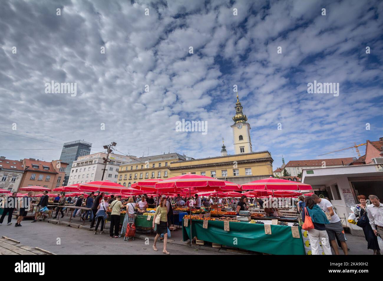 Picture of the dolac market in Zagreb, croatia. Dolac is a farmers ...