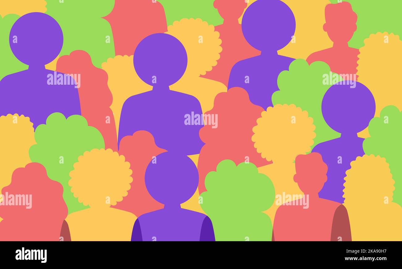 Silhouette profile group of men and women of diverse culture. Diversity ...