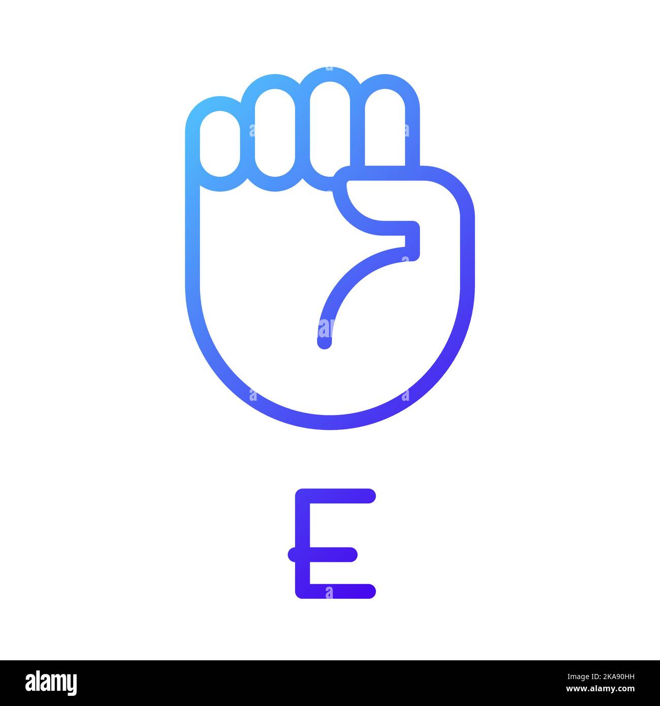 Letter E visualization in ASL pixel perfect gradient linear vector icon ...
