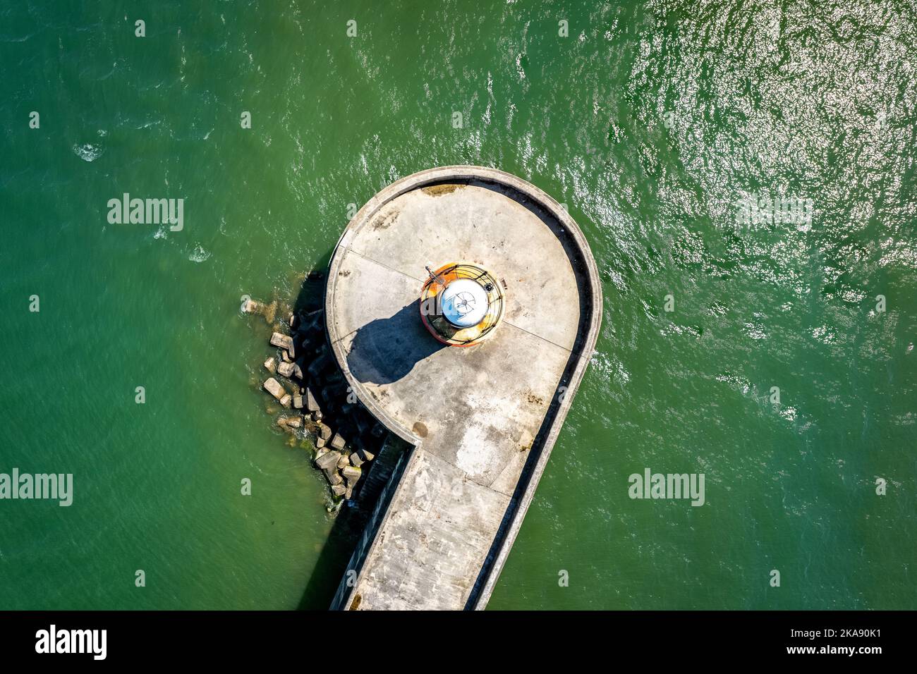 An aerial view of the Newhaven Breakwater Lighthouse Stock Photo - Alamy
