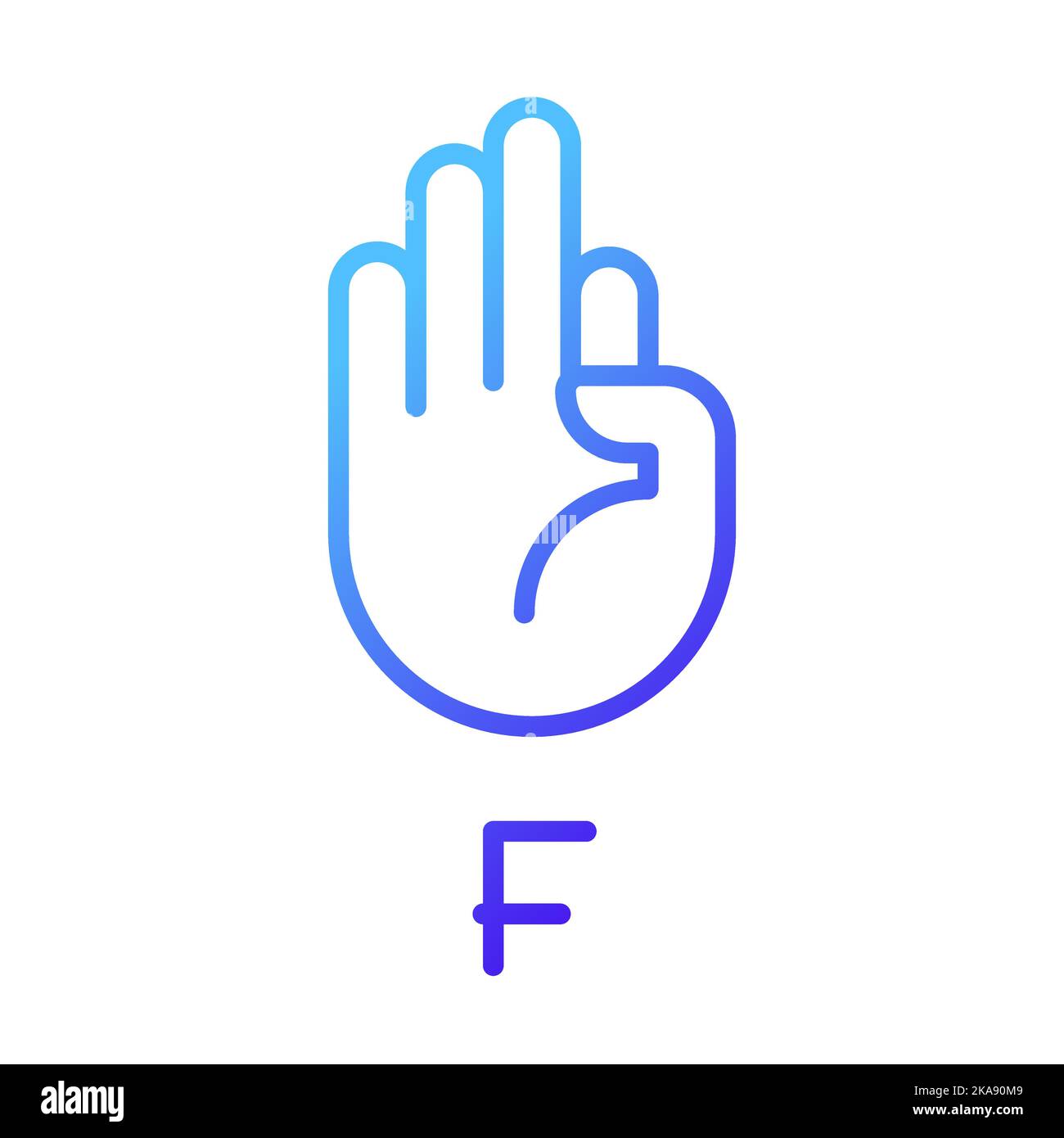 Letter F in American sign language pixel perfect gradient linear vector ...