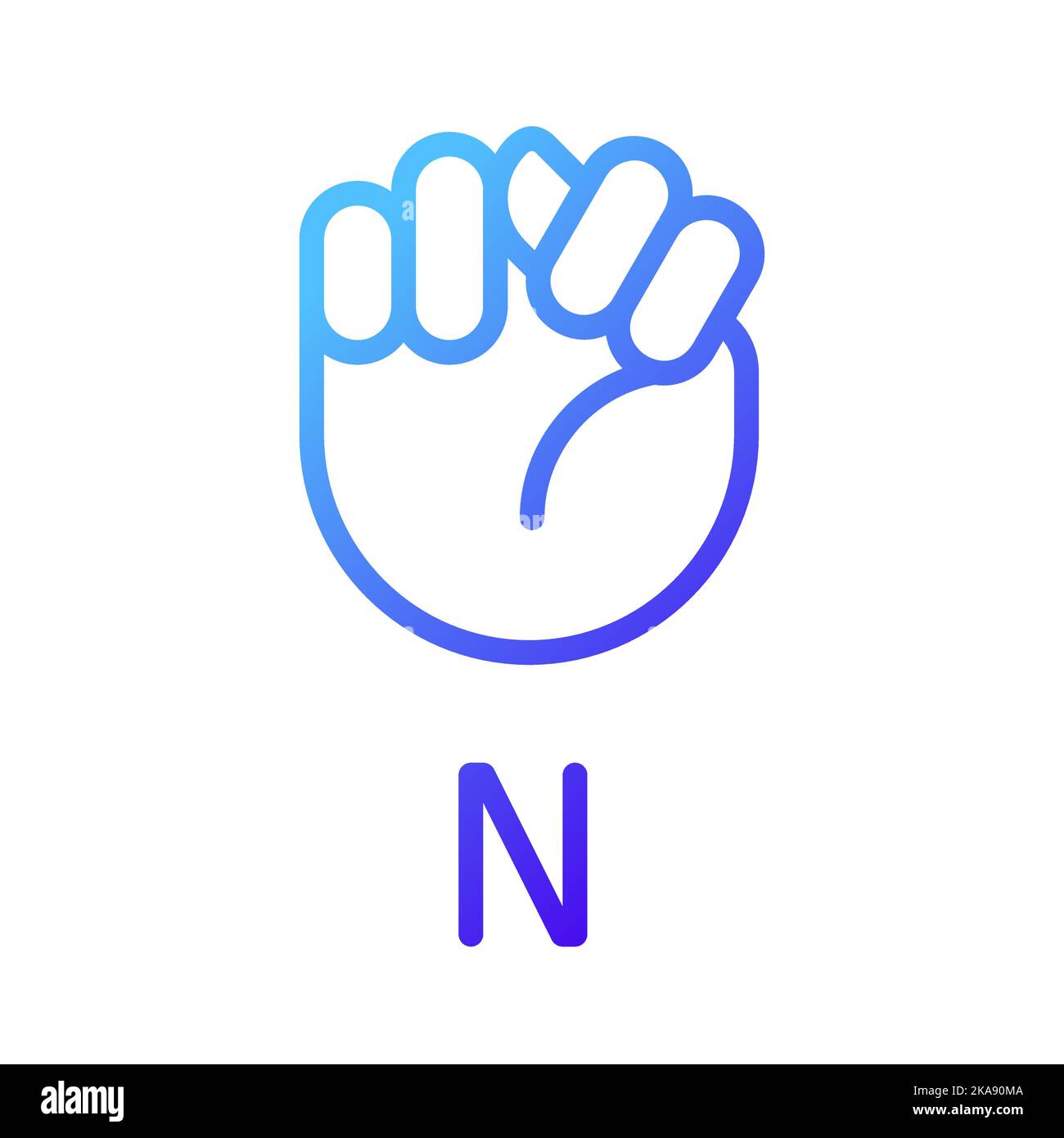 Letter N sign in ASL pixel perfect gradient linear vector icon Stock ...