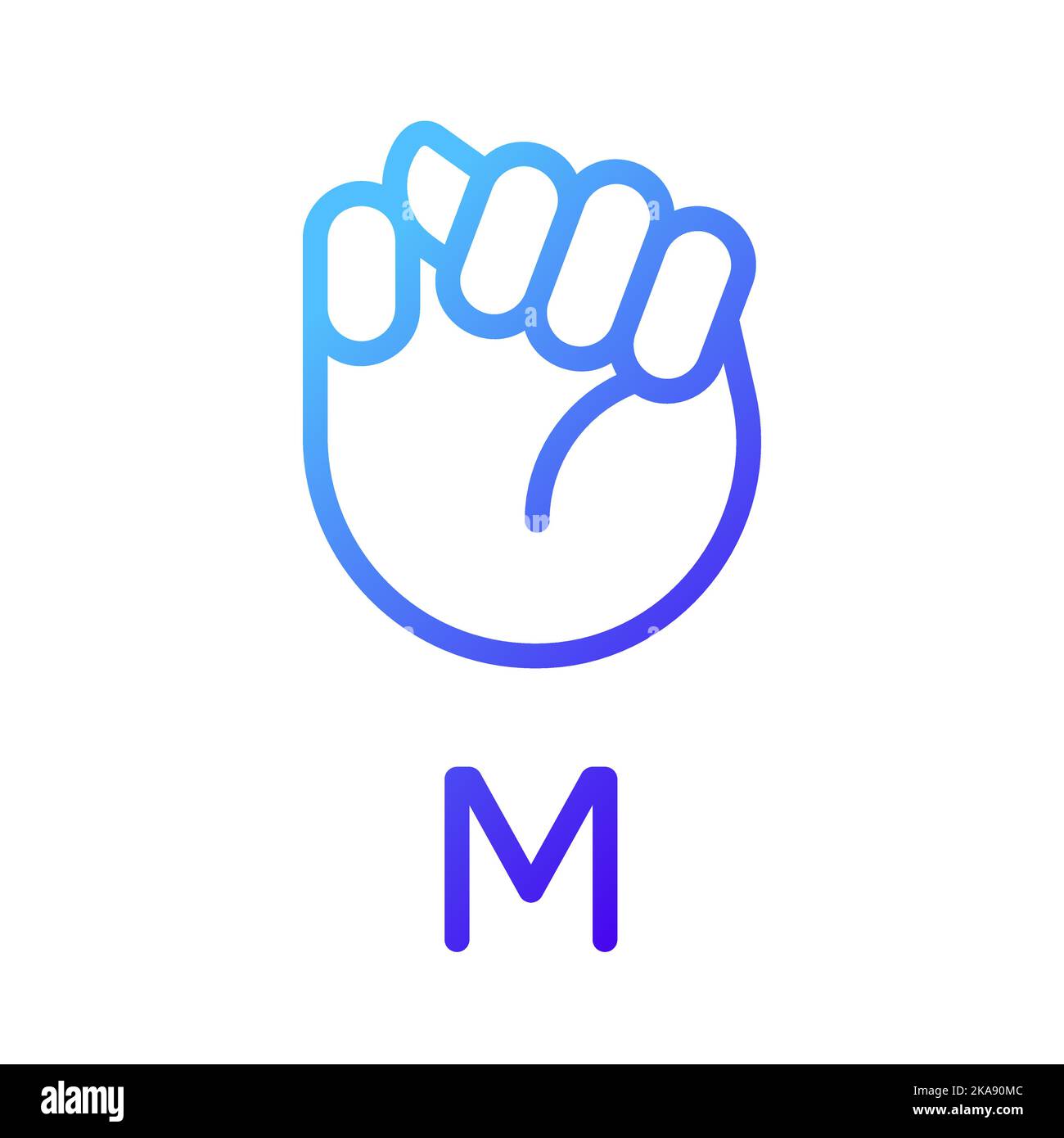 Letter M in American sign language pixel perfect gradient linear vector ...