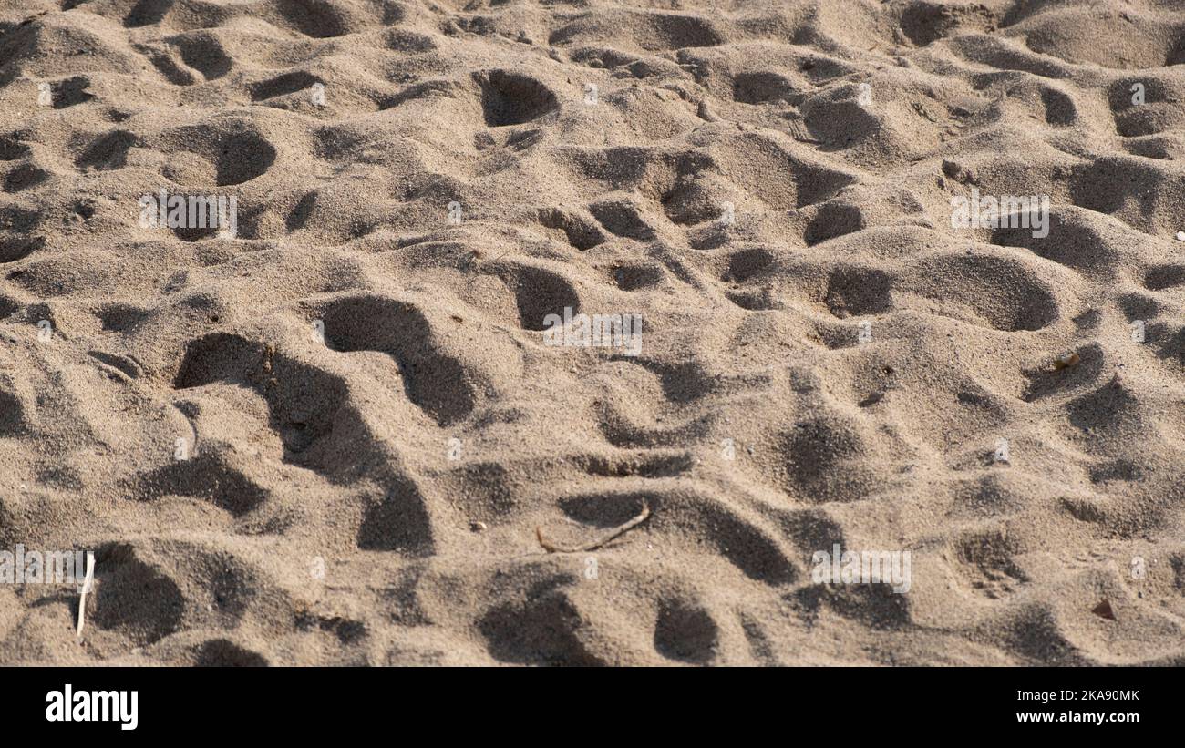 Beach sand with footprints Stock Photo - Alamy