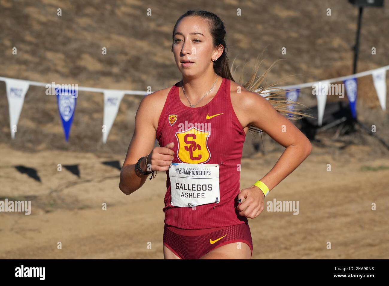 Ashlee Gallegos of Southern California runs in the women's race during ...