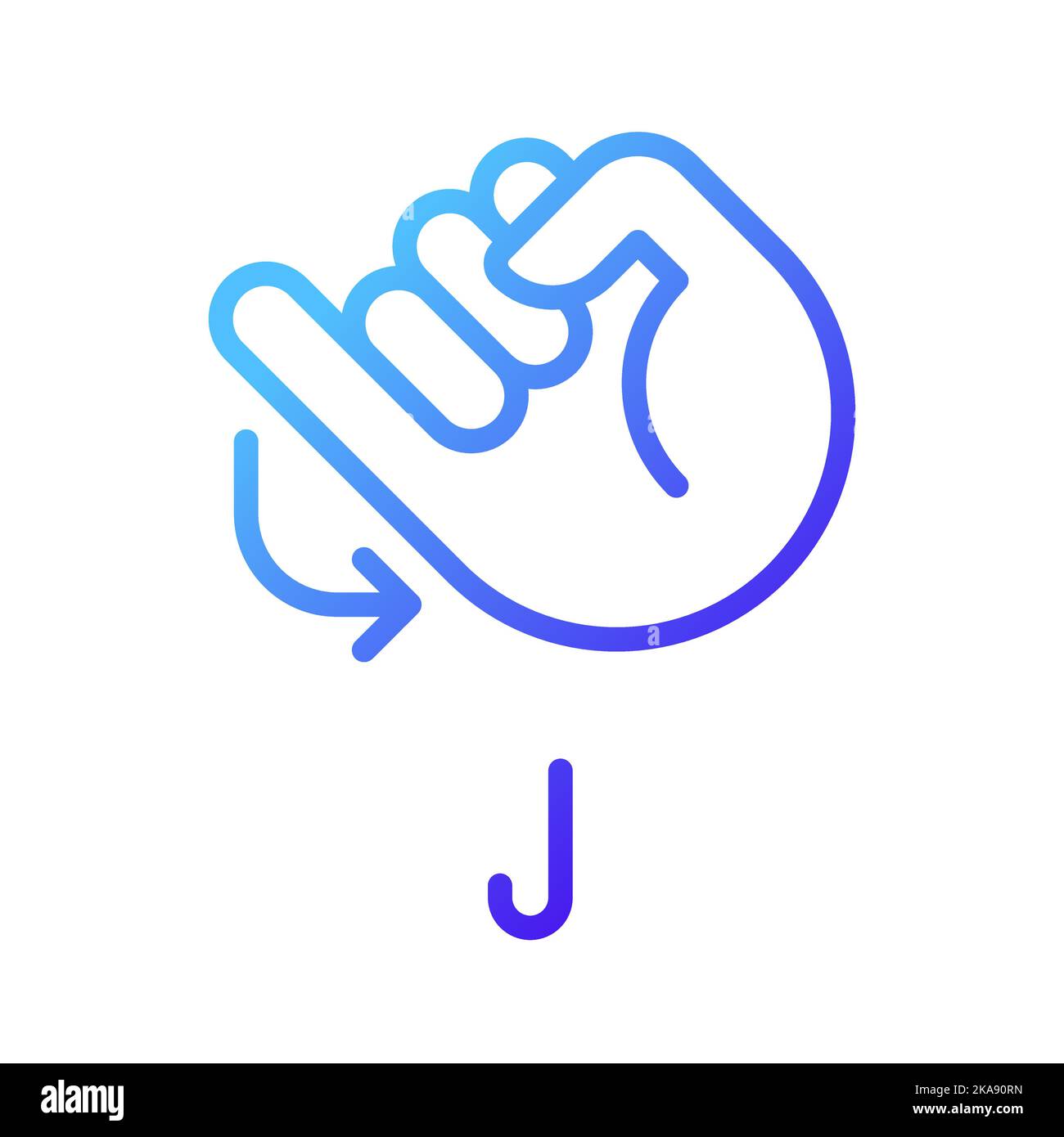 Letter J sign in ASL pixel perfect gradient linear vector icon Stock ...