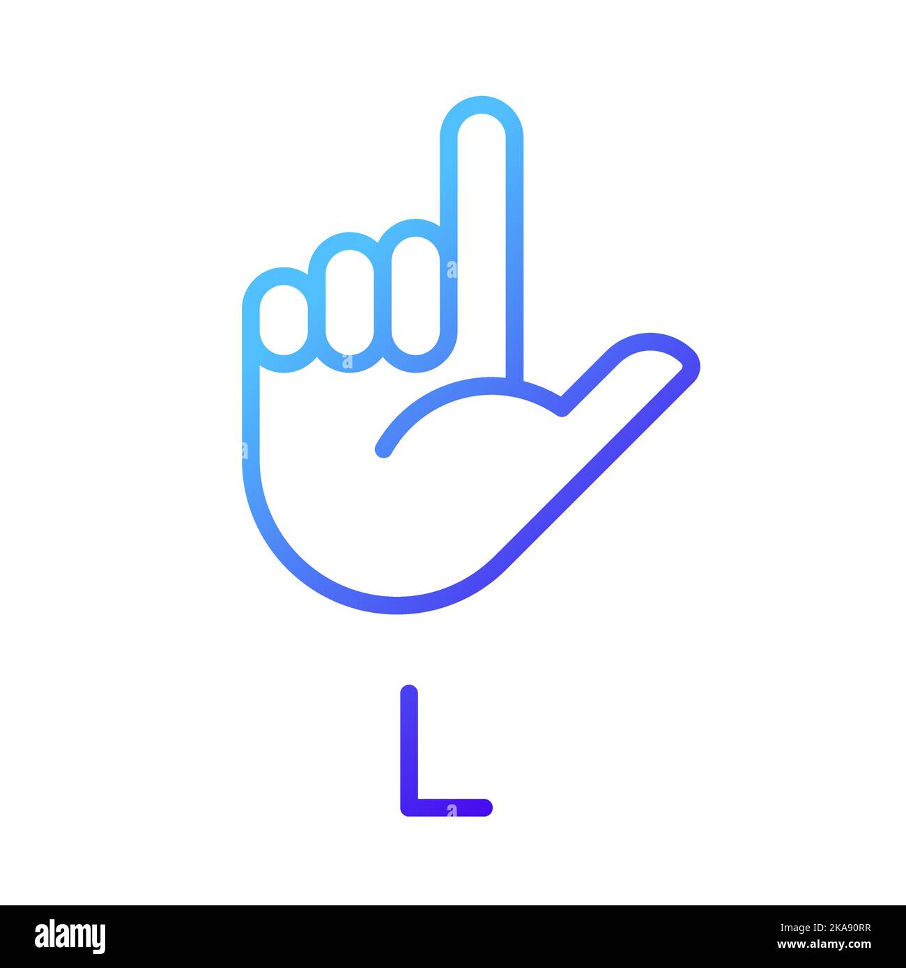 Letter L in American sign language pixel perfect gradient linear vector ...
