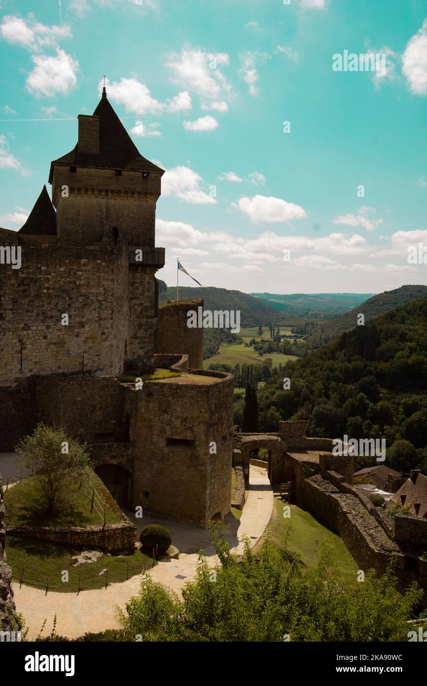 A vertical shot of the Castelnaud castle in Dordogne Stock Photo - Alamy