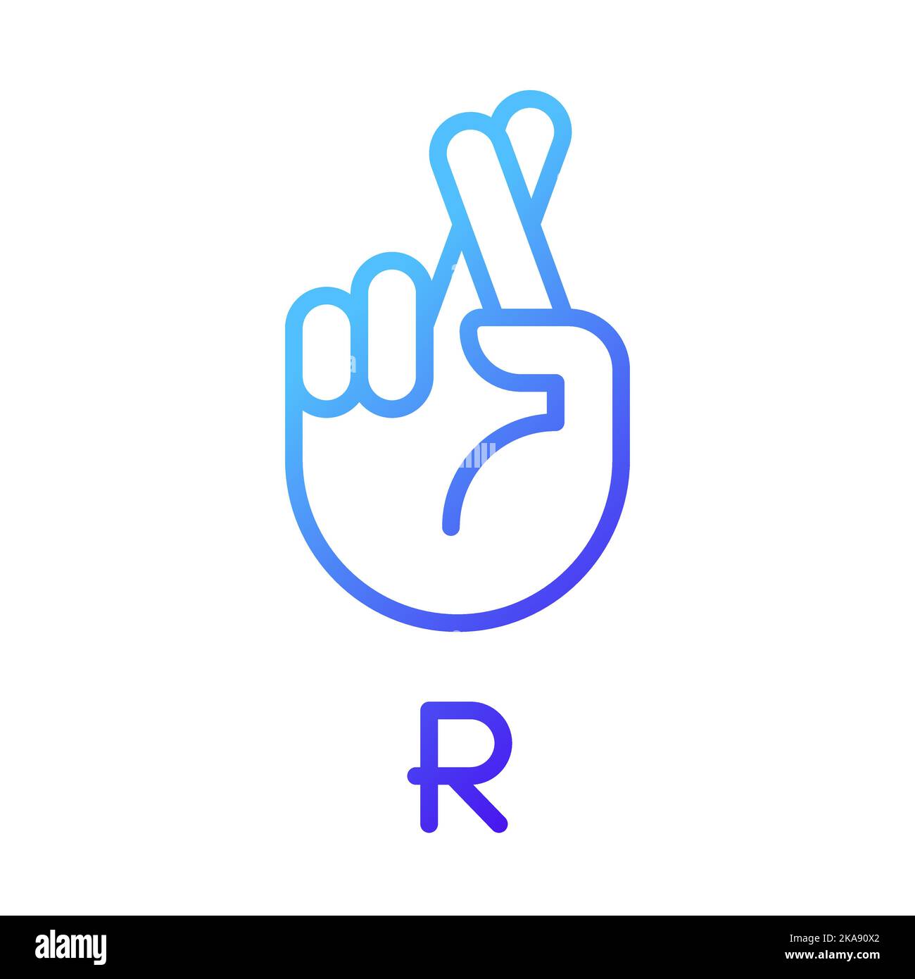 Letter R in American sign language pixel perfect gradient linear vector ...