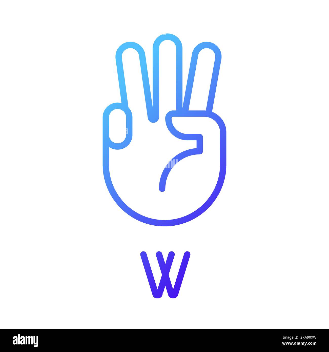 Letter W in American sign language pixel perfect gradient linear vector ...
