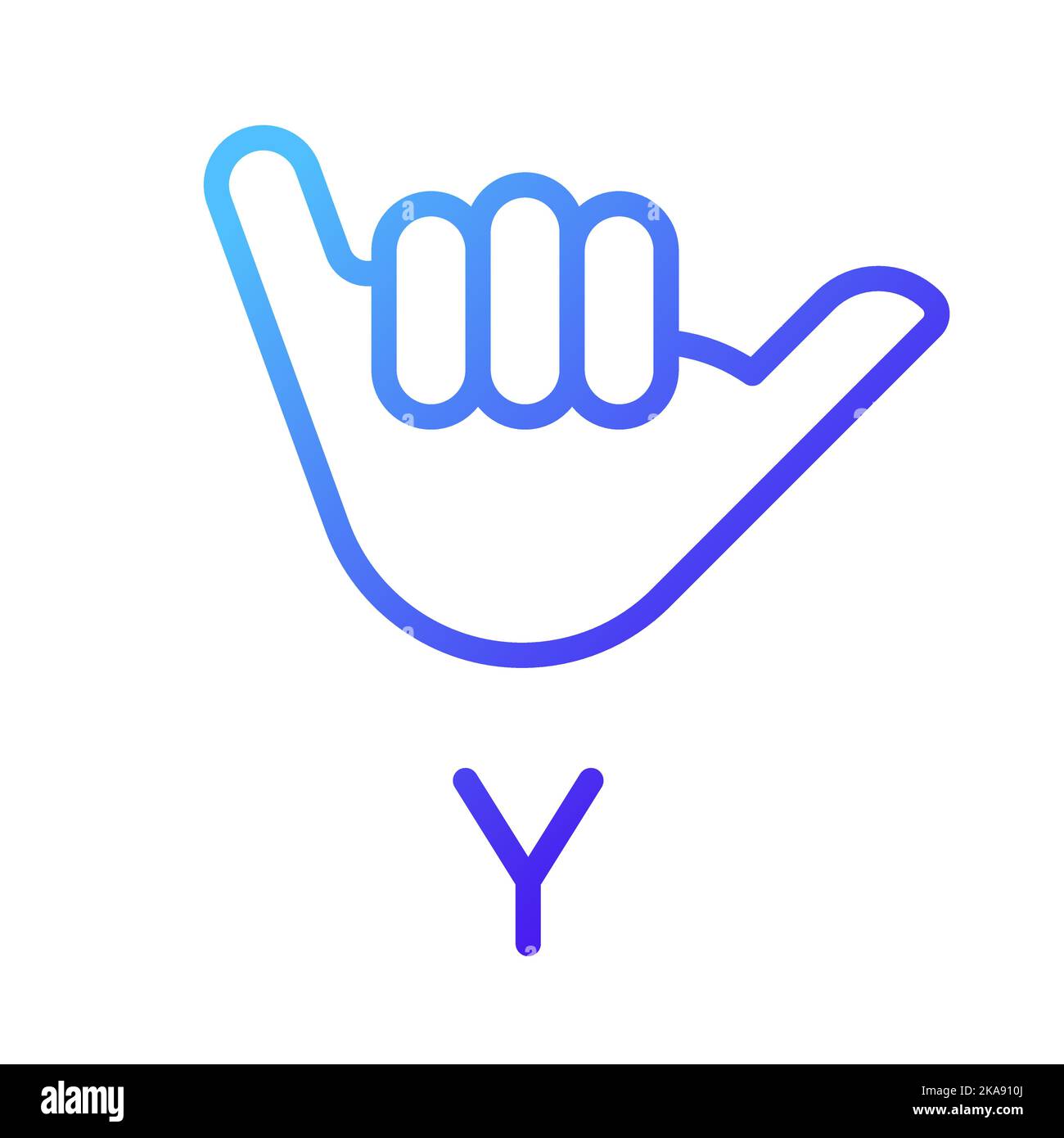 Letter Y sign in ASL pixel perfect gradient linear vector icon Stock ...