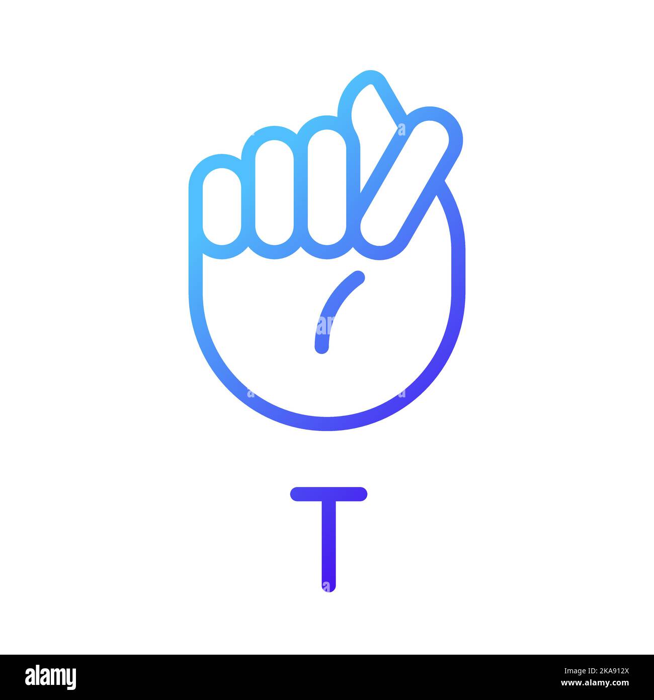 Letter T sign in ASL pixel perfect gradient linear vector icon Stock ...