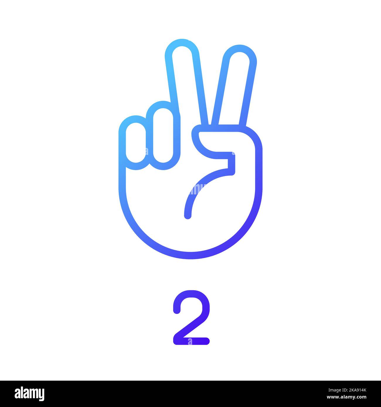Signing digit two in ASL pixel perfect gradient linear vector icon ...