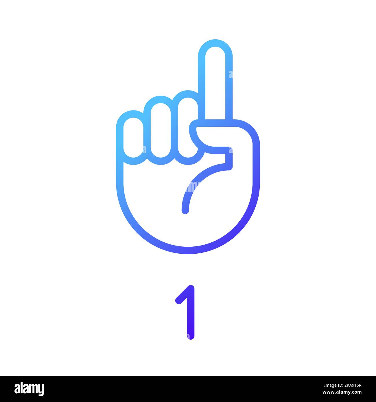 Digit one in ASL pixel perfect gradient linear vector icon Stock Vector ...