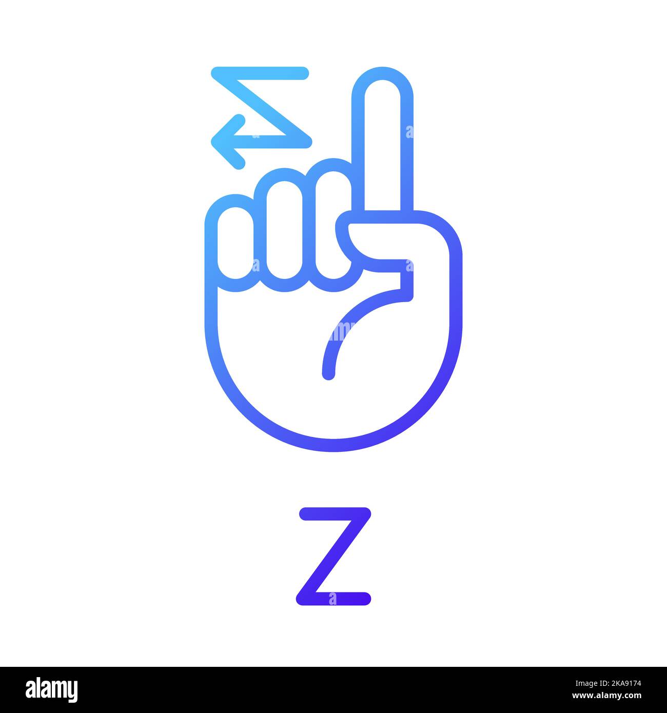 Signing letter Z in ASL pixel perfect gradient linear vector icon Stock ... Signing letter Z in ASL pixel perfect gradient linear vector icon Stock ...