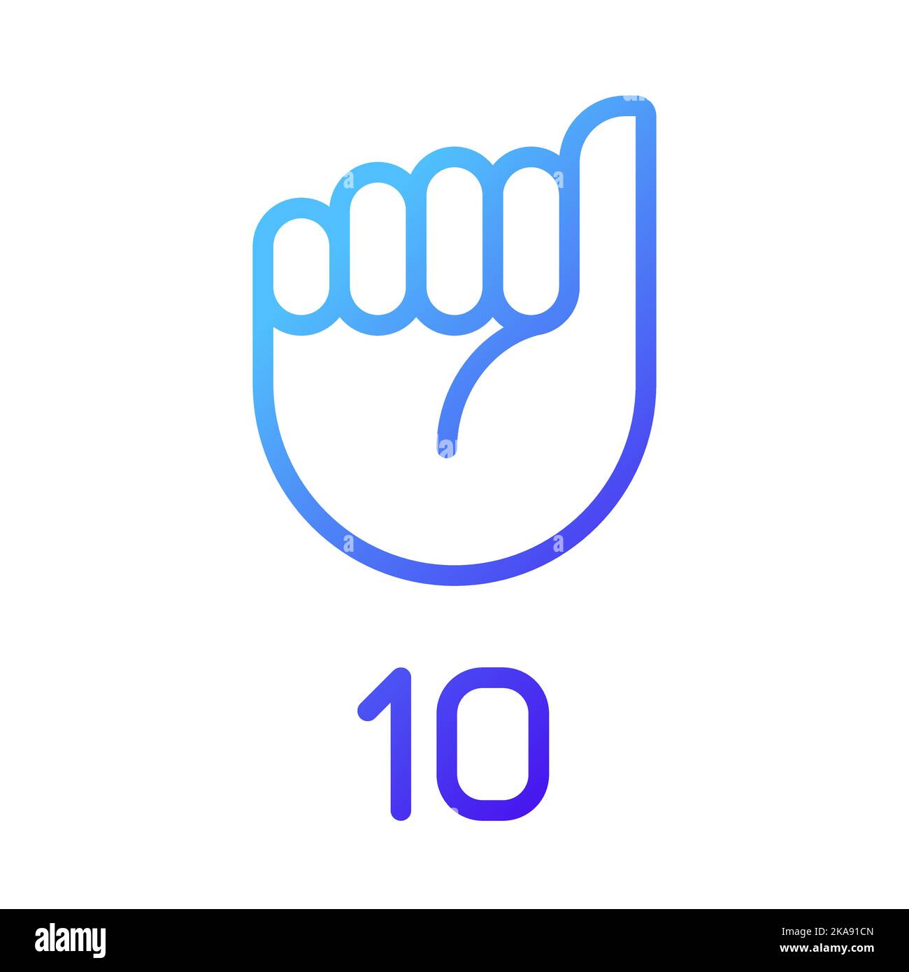 Signing digit ten in ASL pixel perfect gradient linear vector icon ...