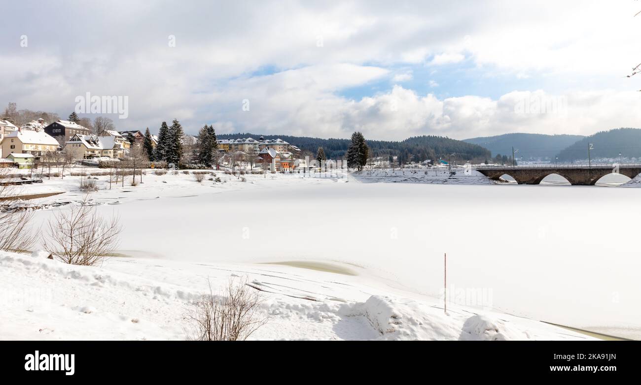 The landscape with snow in cold winter in Schluchsee, Germany Stock ...