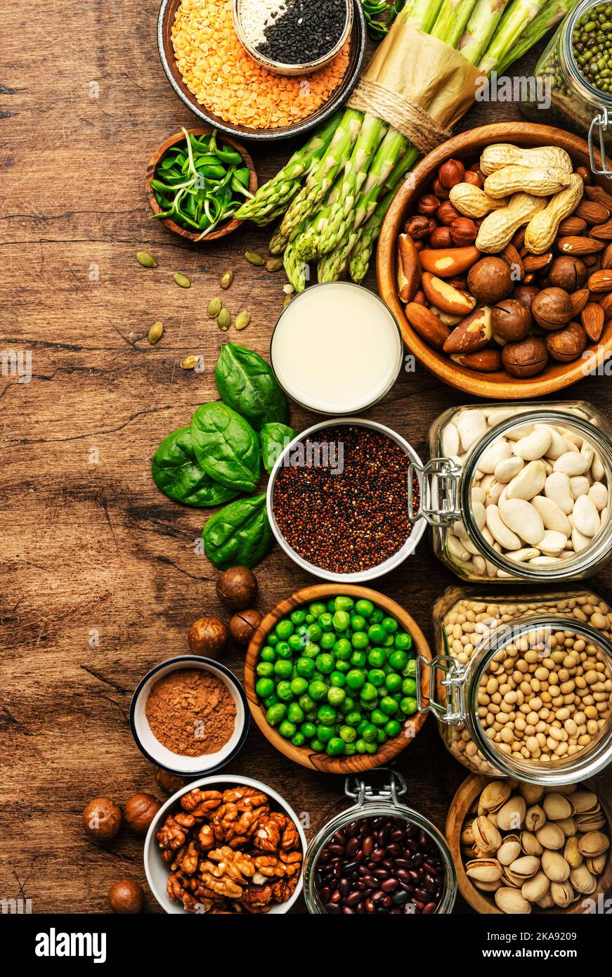 Vegan protein. Full set of plant based vegetarian food sources. Healthy ...