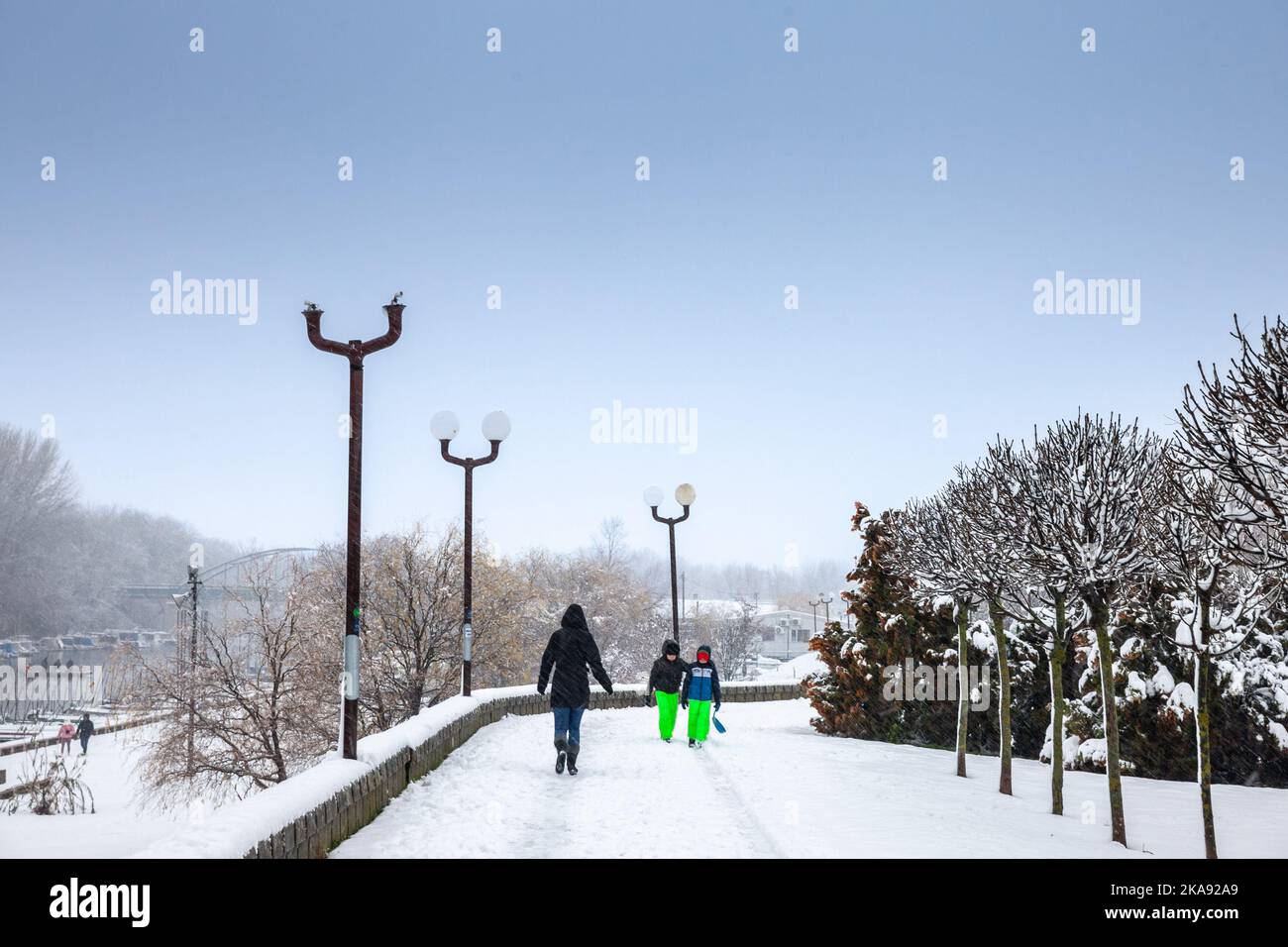 Picture of the city center of Pancevo with its kids walking by the ...