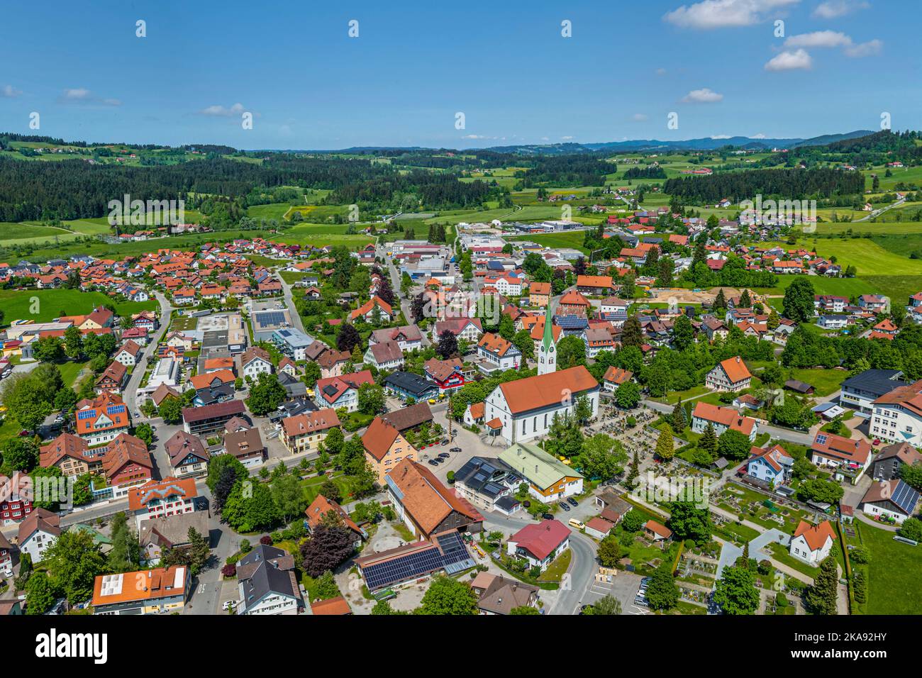 Aerial view to Weiler in Western Allgaeu Stock Photo - Alamy
