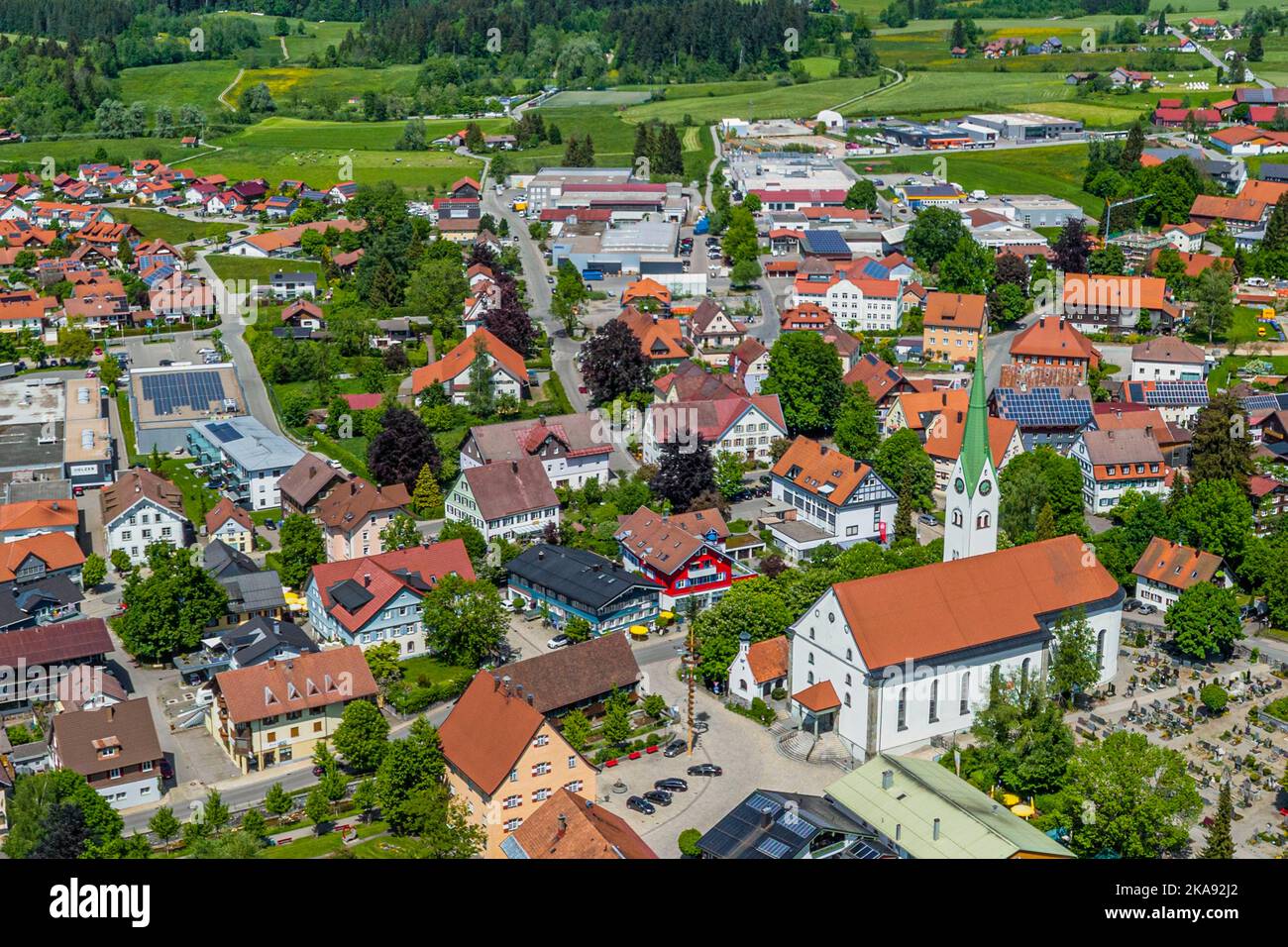 Aerial view to Weiler in Western Allgaeu Stock Photo - Alamy