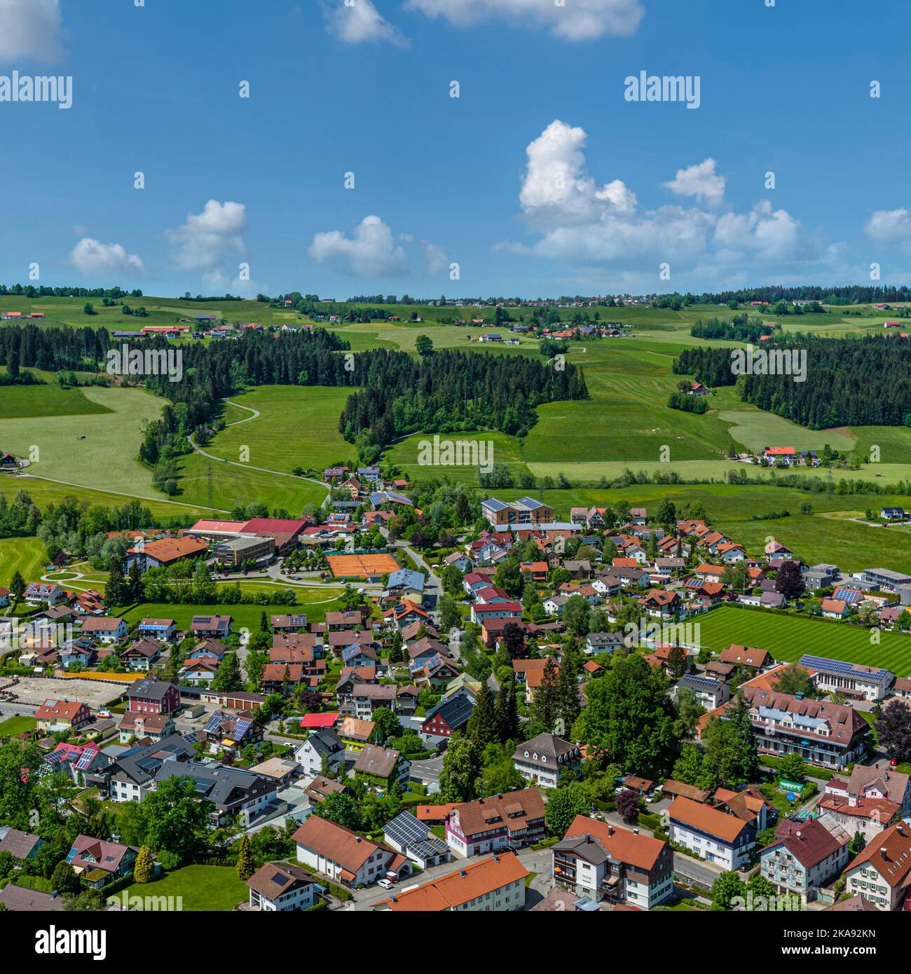 Aerial view to Weiler in Western Allgaeu Stock Photo - Alamy