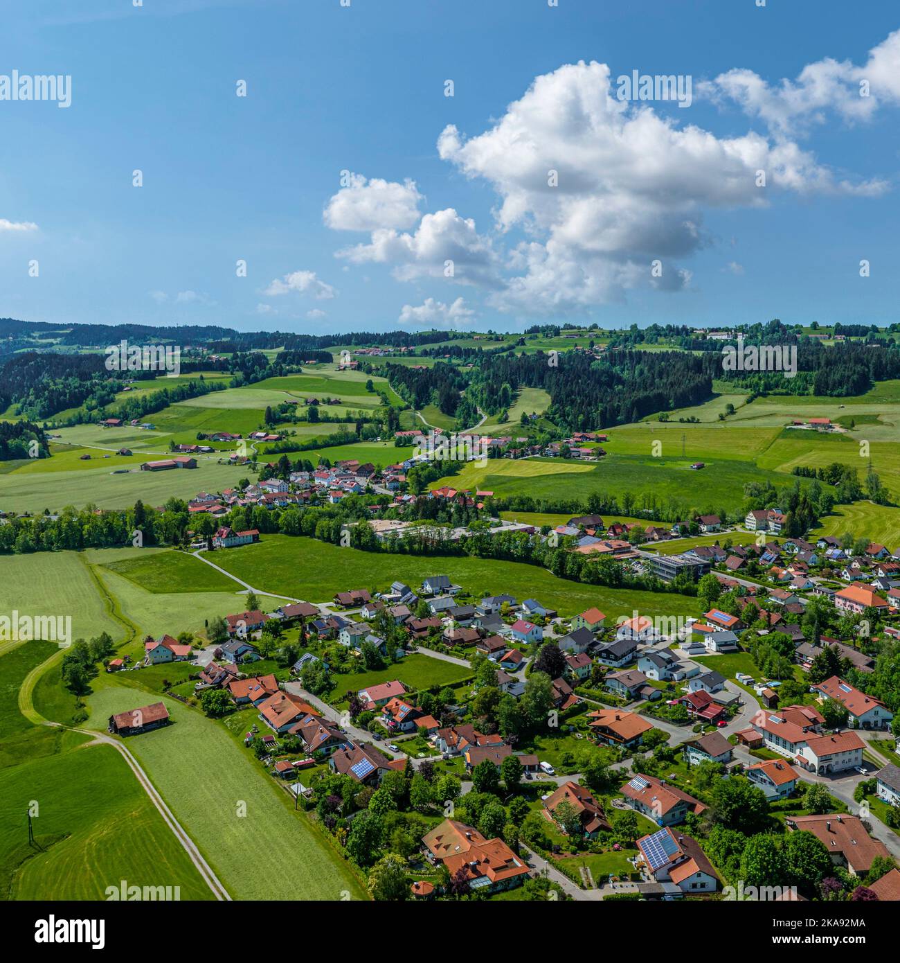 Aerial view to Weiler in Western Allgaeu Stock Photo - Alamy
