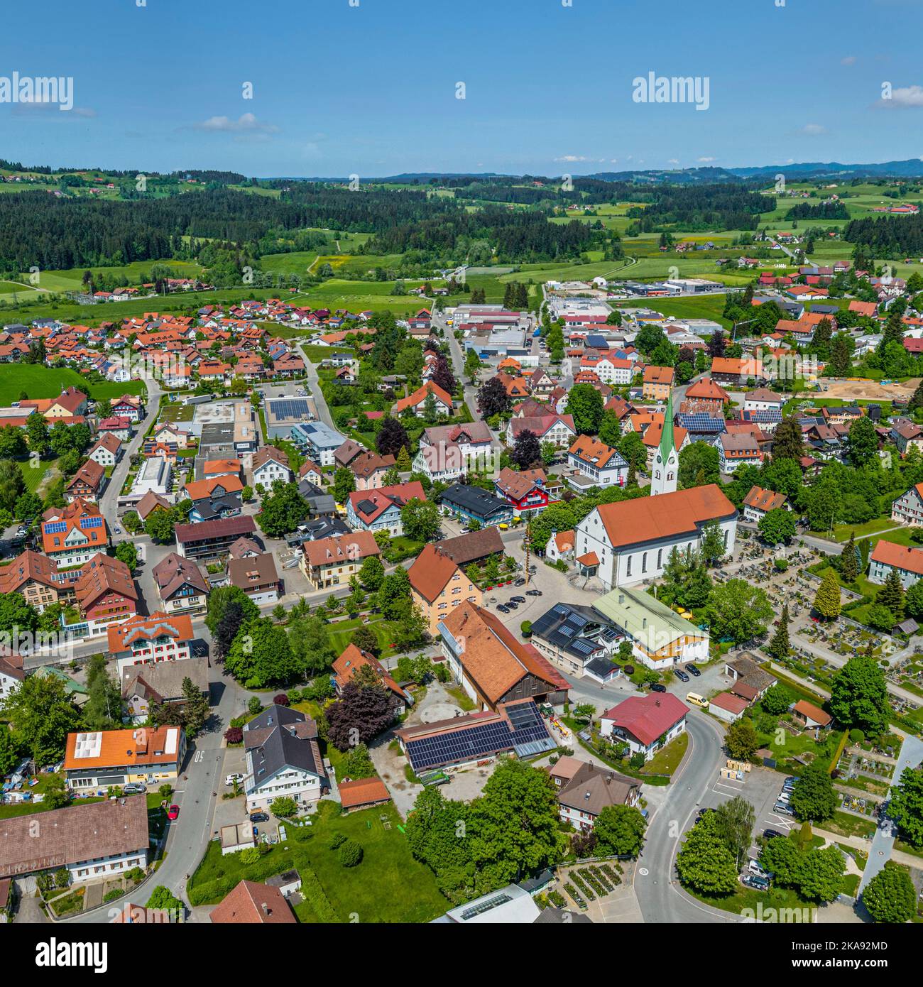Aerial view to Weiler in Western Allgaeu Stock Photo - Alamy