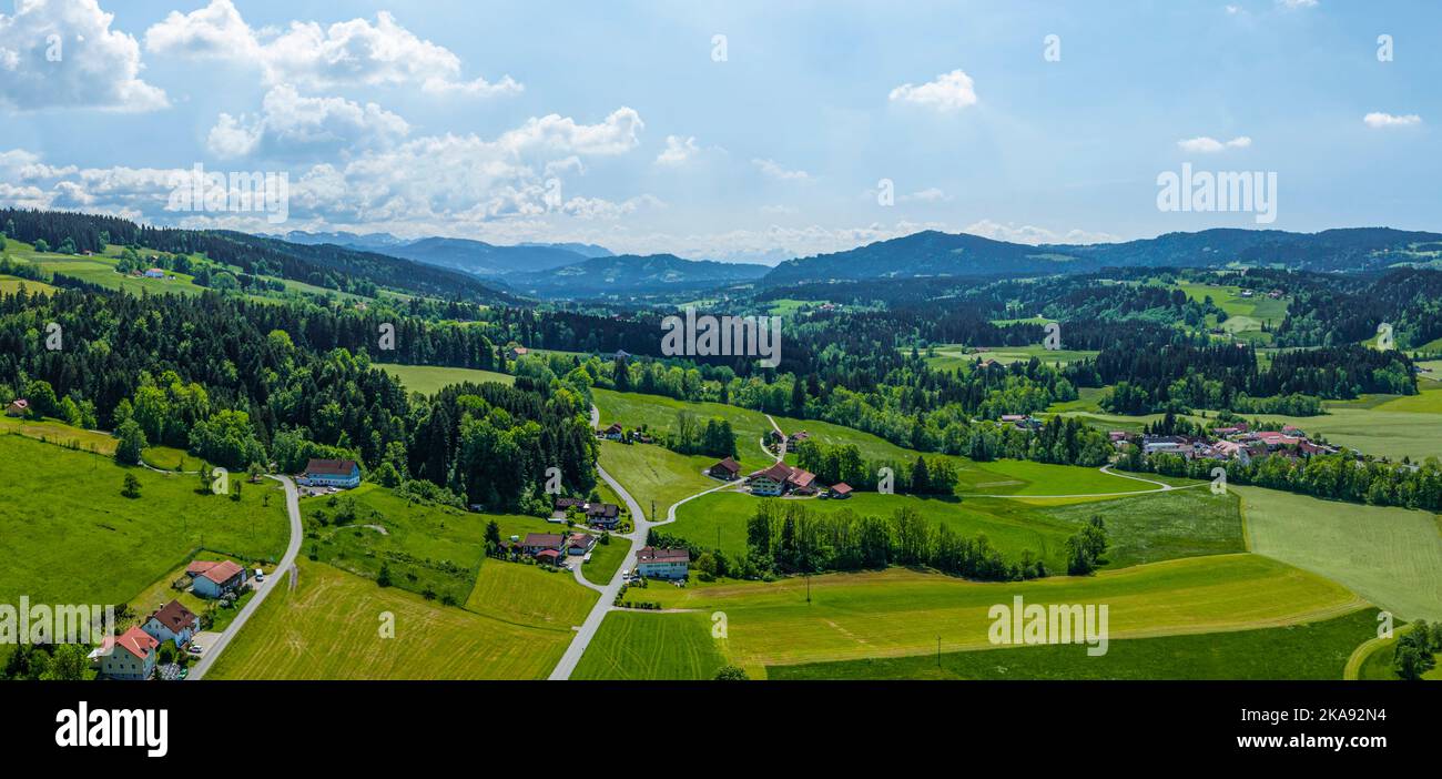 Aerial view to Weiler in Western Allgaeu Stock Photo - Alamy