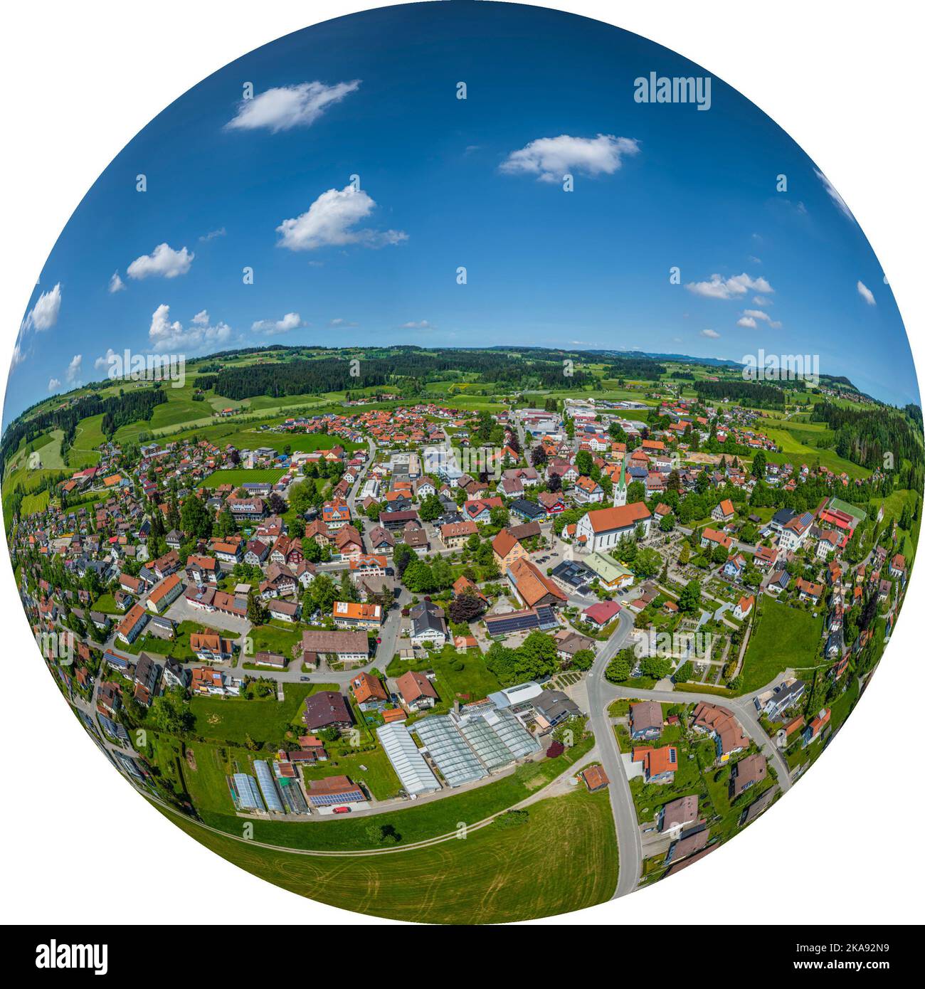 Aerial view to Weiler in Western Allgaeu Stock Photo - Alamy