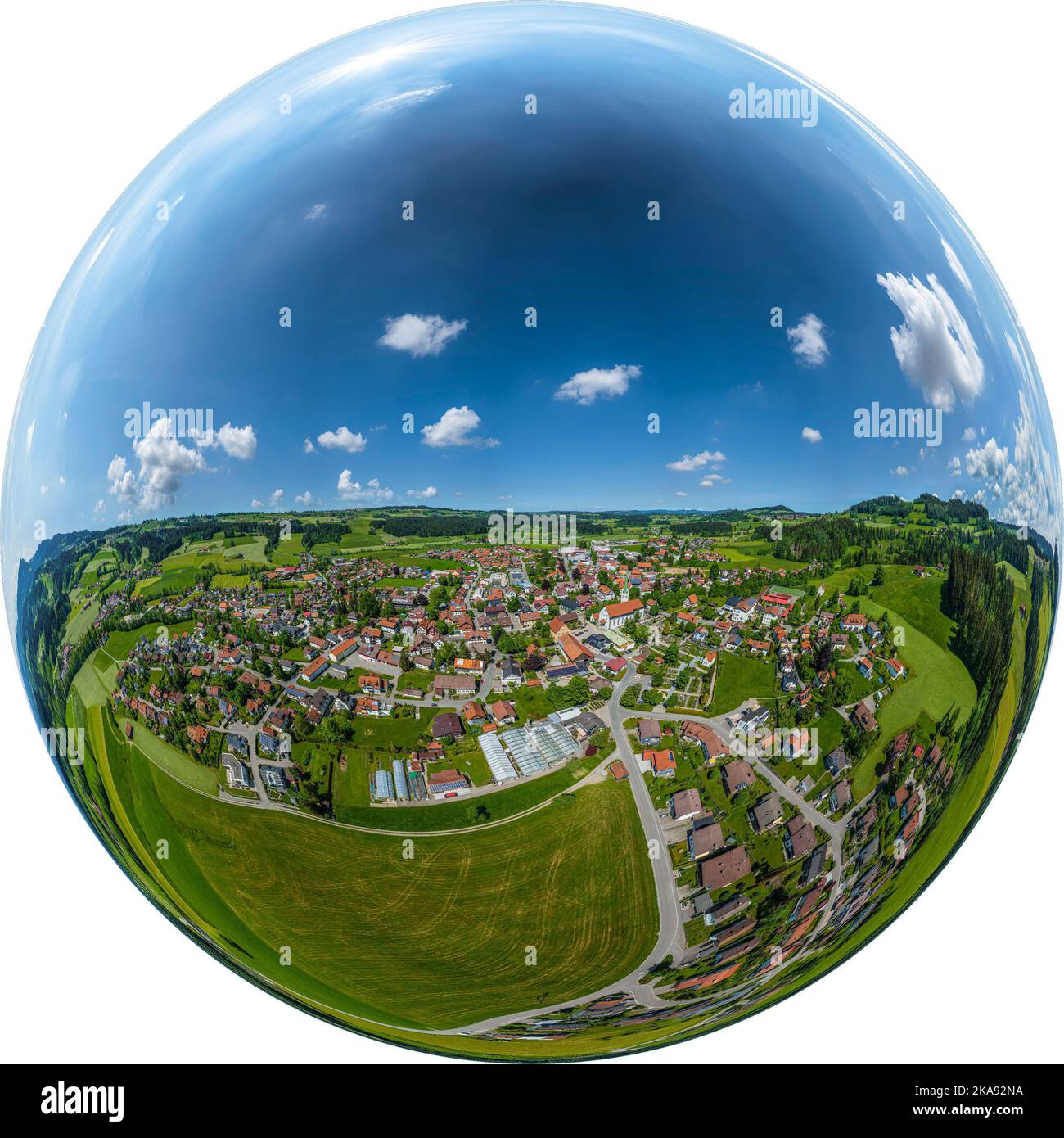 Aerial view to Weiler in Western Allgaeu Stock Photo - Alamy
