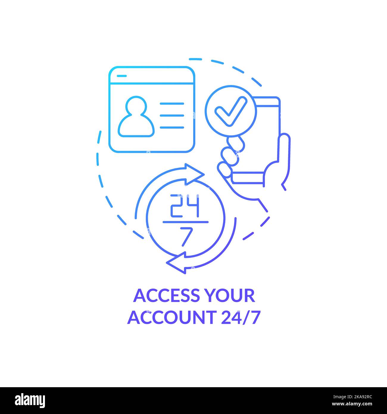 Non stop account access blue gradient concept icon Stock Vector Image ...