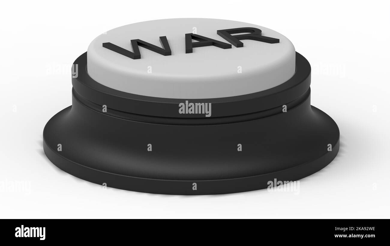 white war button isolated illustration 3d render Stock Photo - Alamy
