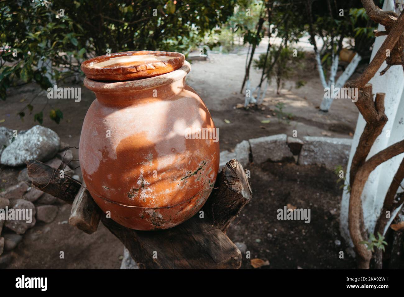 A A Clay water jug. Clay jug handmade isolated. Traditional pitcher ...