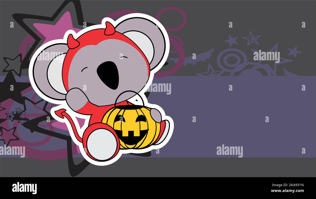 chibi halloween koala evil costume character cartoon background ...