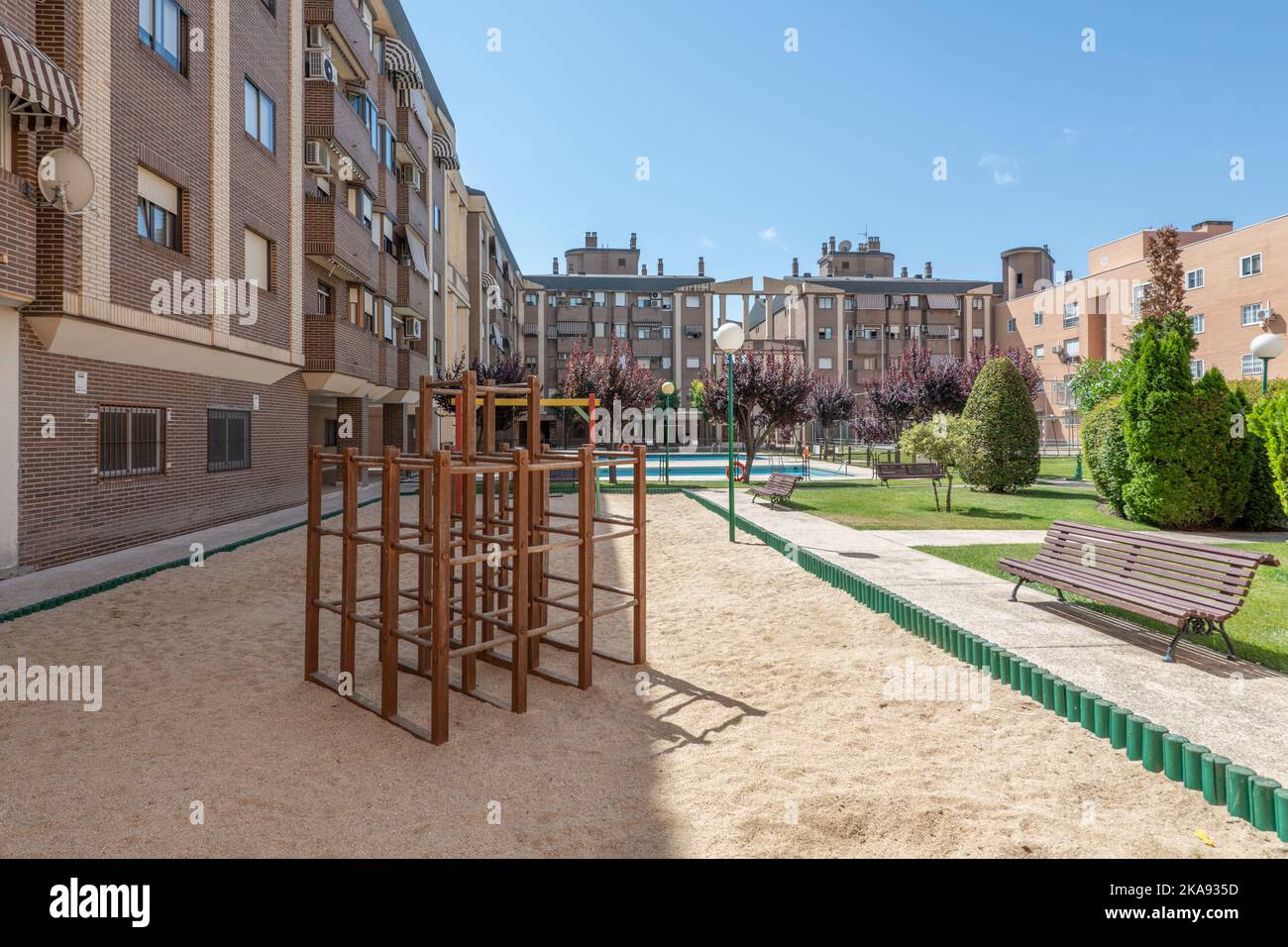 Garden, recreation and games area within a community of neighbors Stock ...