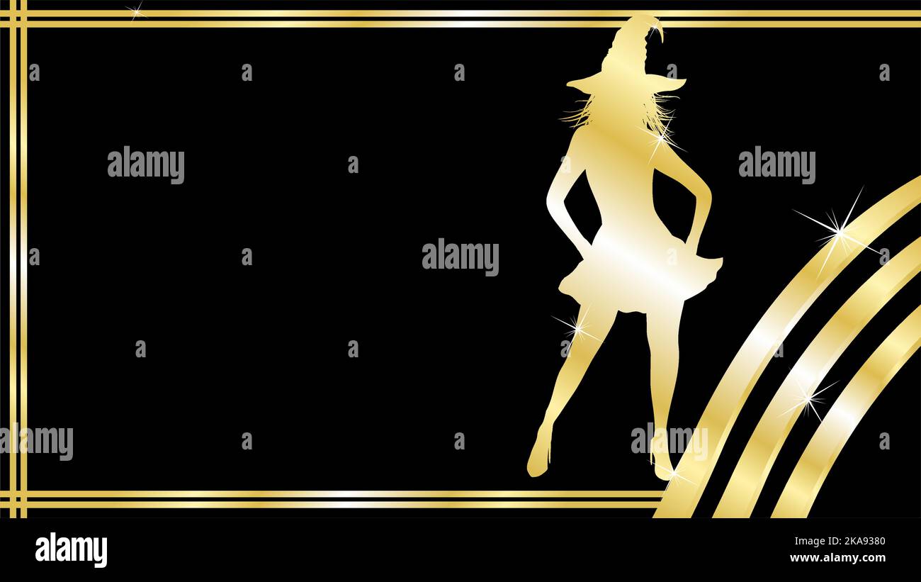 elegant luxury golden halloween pretty witch girl invitation background ...