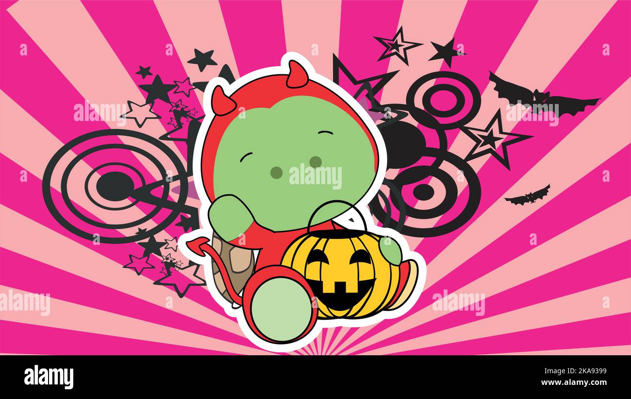 chibi halloween turtle evil costume character cartoon background ...