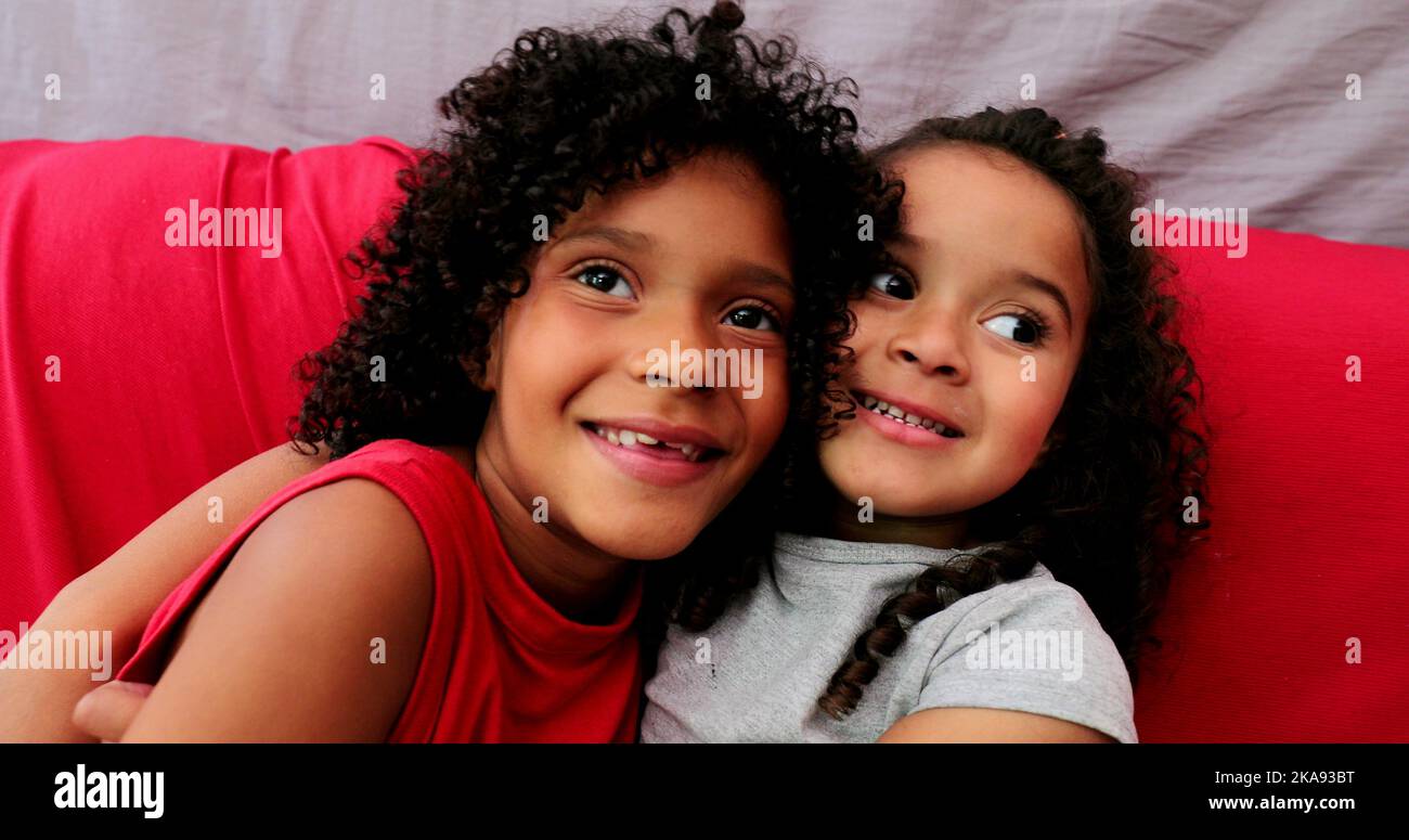 Hispanic children posing to camera. Cute south american kids Stock ...