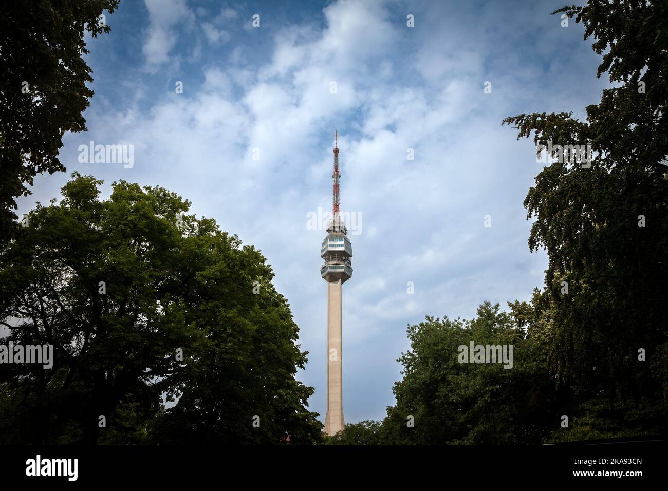 Picture of the Avala tower seen from the nearby forest. The Avala Tower ...