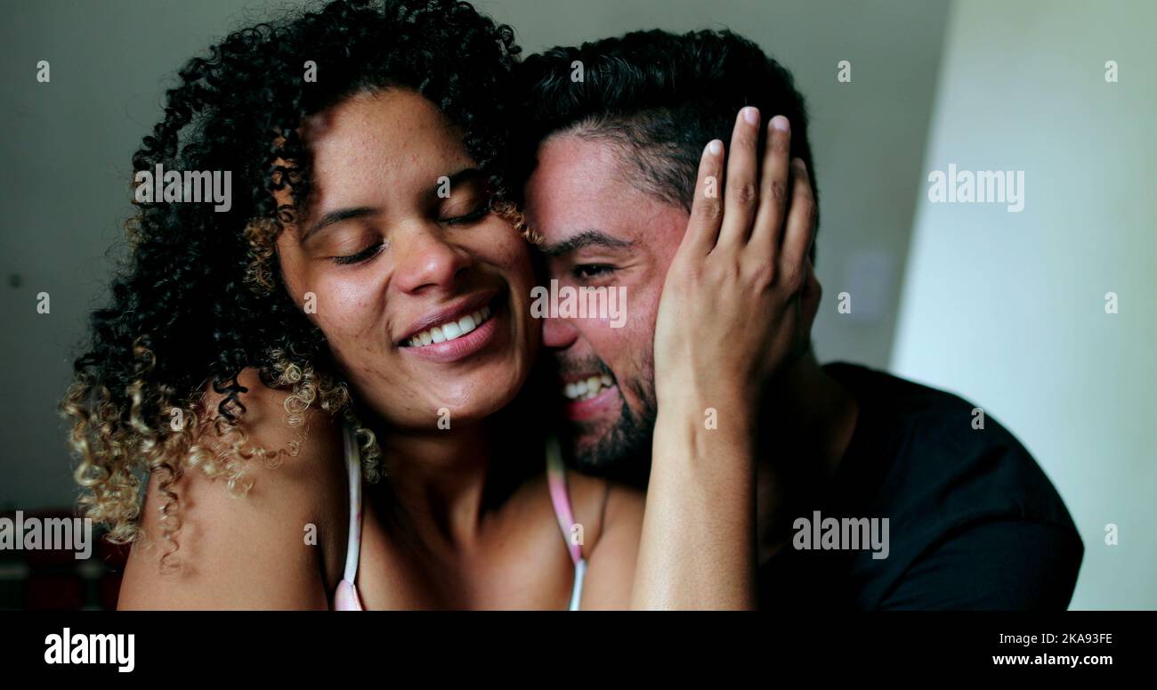Hispanic couple kissing. Authentic real life latin south american ...