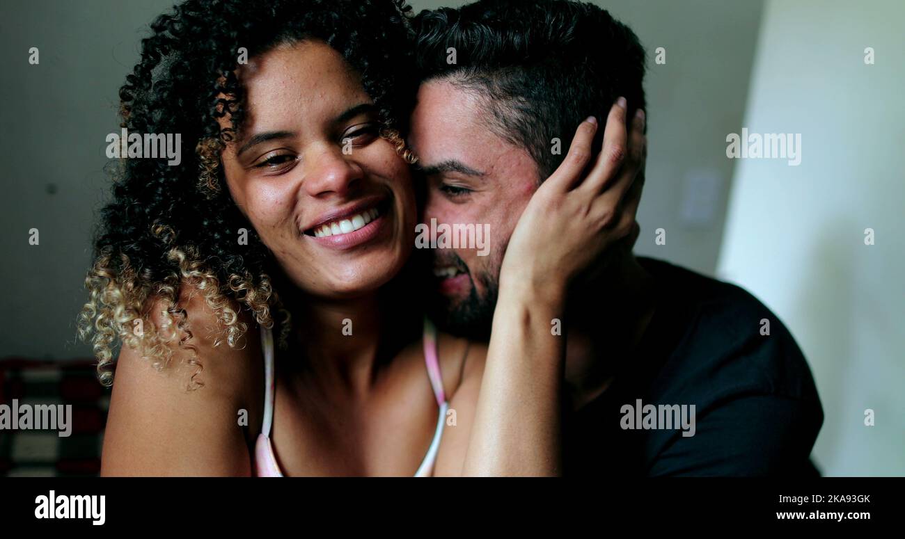 Hispanic couple kissing. Authentic real life latin south american ...