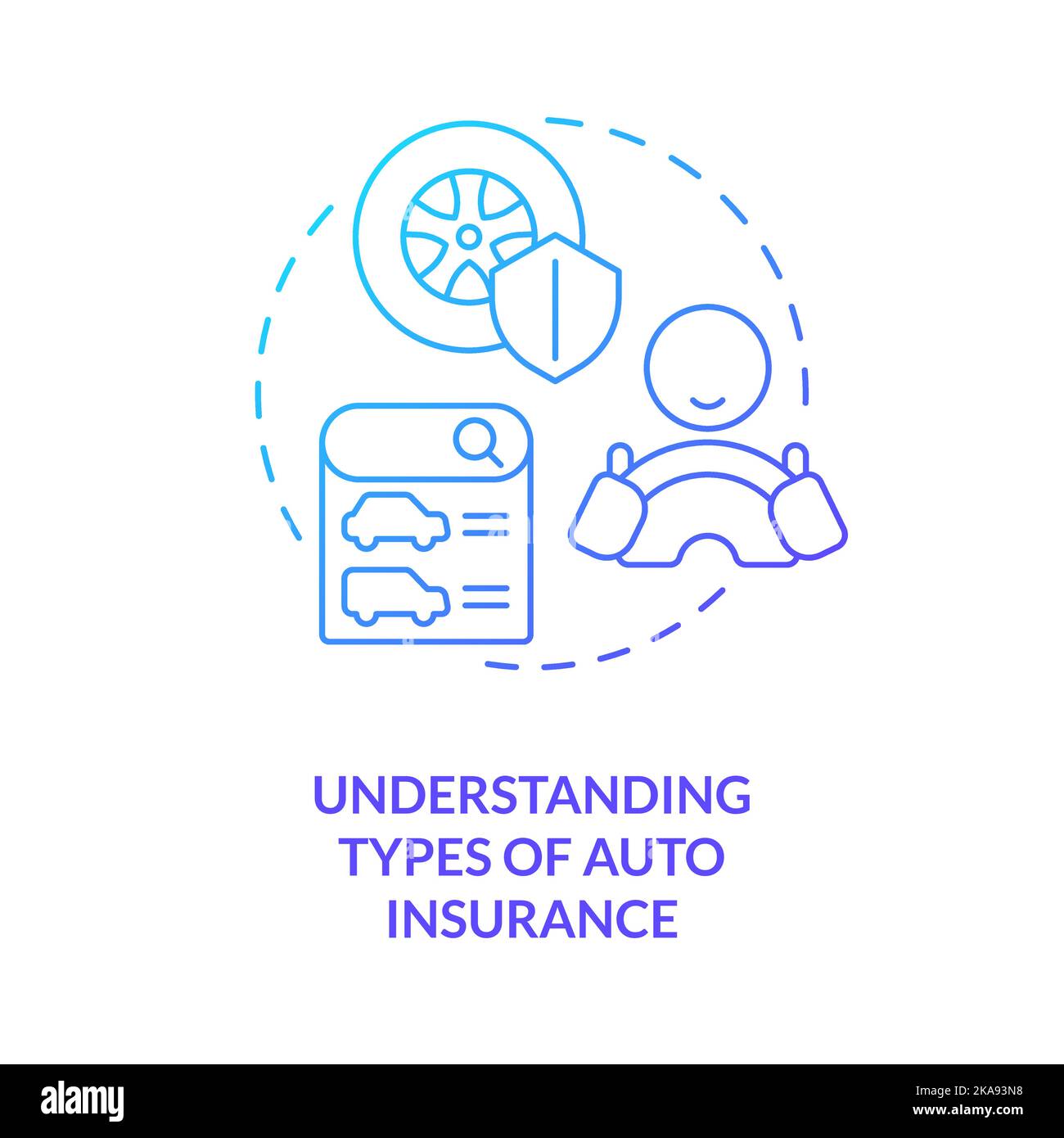 Understanding types of auto insurance blue gradient concept icon Stock ...